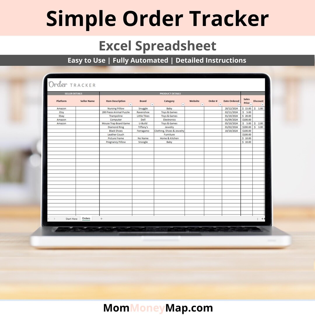 Simple Order Tracker Excel Spreadsheet, Organized Online Shopping ...