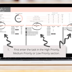 Digital to Do List Google Sheets Spreadsheet | Checklist Editable ...