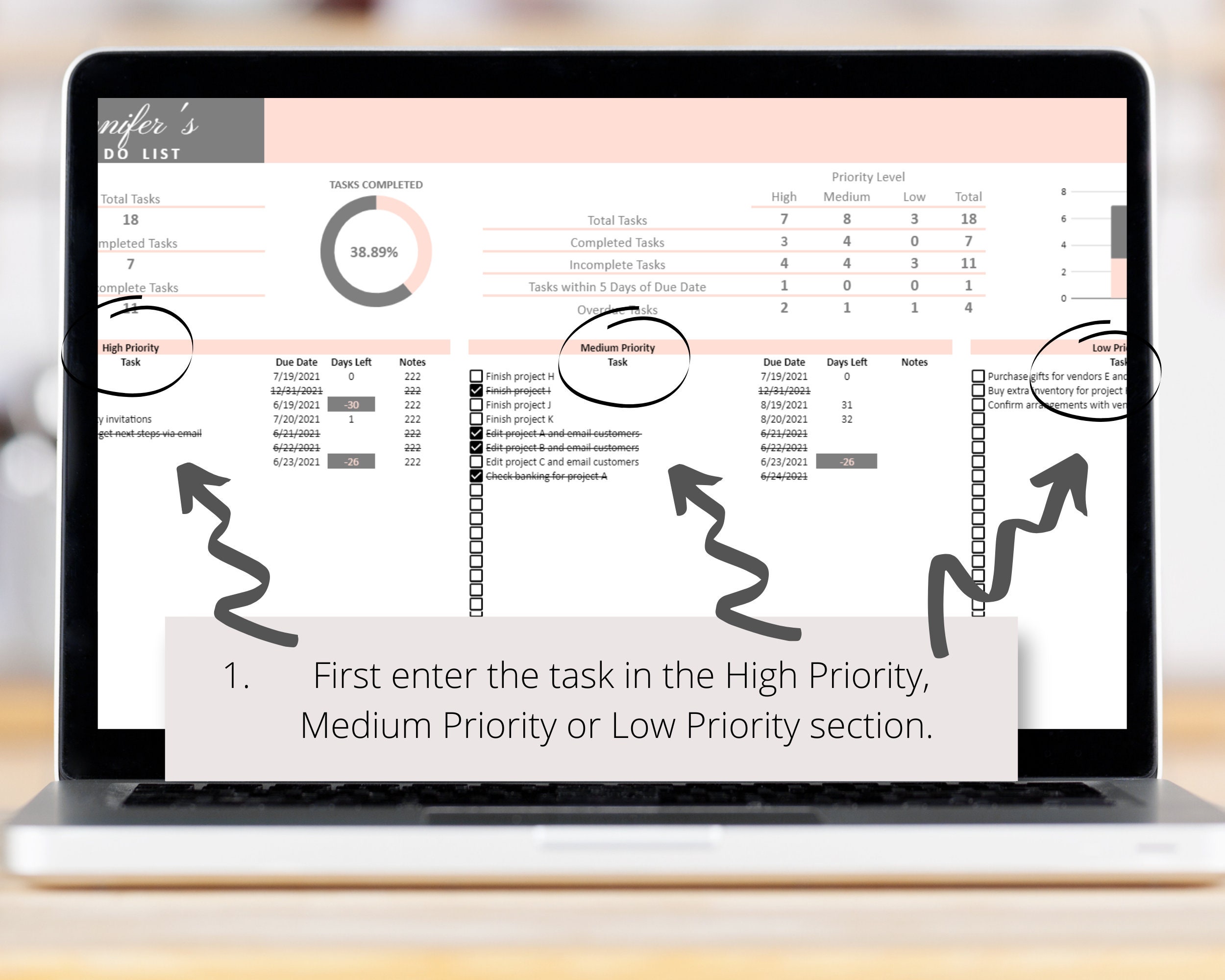 Digital to Do List Google Sheets Spreadsheet | Checklist Editable ...