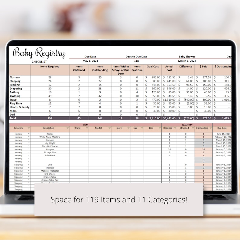 Baby Checklist Google Sheets Spreadsheet, Newborn Essentials Pregnancy ...