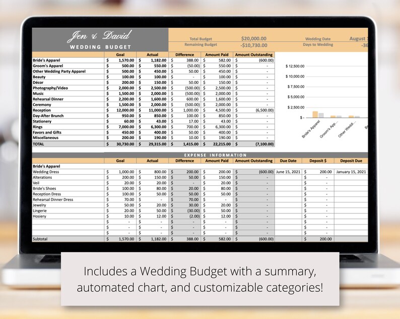Wedding Spreadsheet Template Digital Wedding Binder Worksheet - Etsy