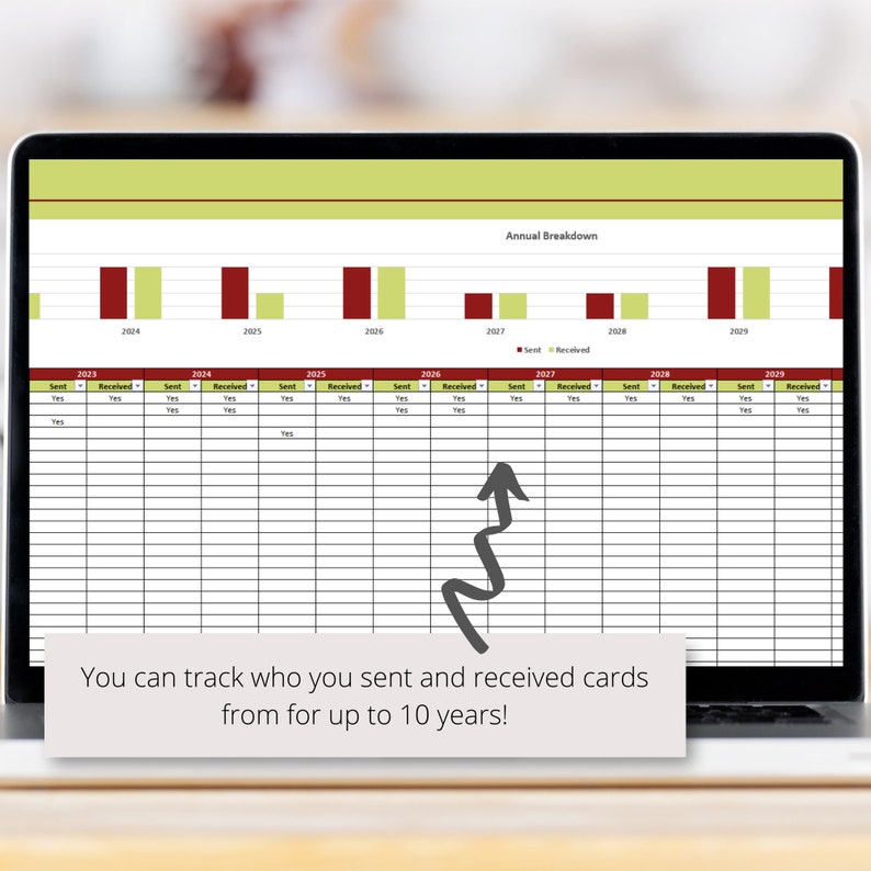 Christmas Card Tracker Excel Spreadsheet Template, Xmas Card Address ...