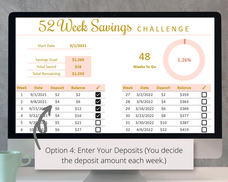 52 Week Savings Challenge Google Sheets Template Stay | Etsy