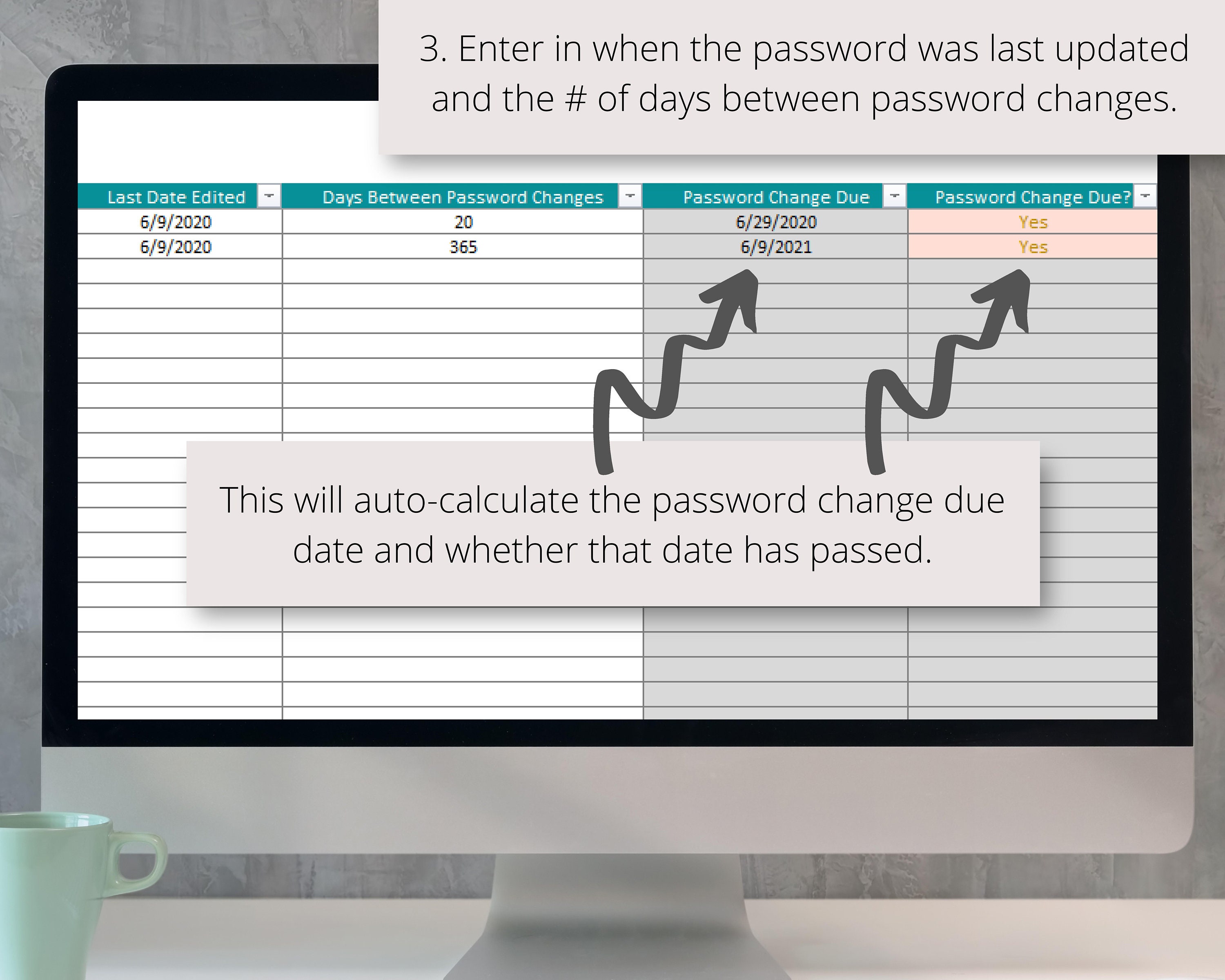 Password Tracker Excel Spreadsheet Organize your Accounts | Etsy
