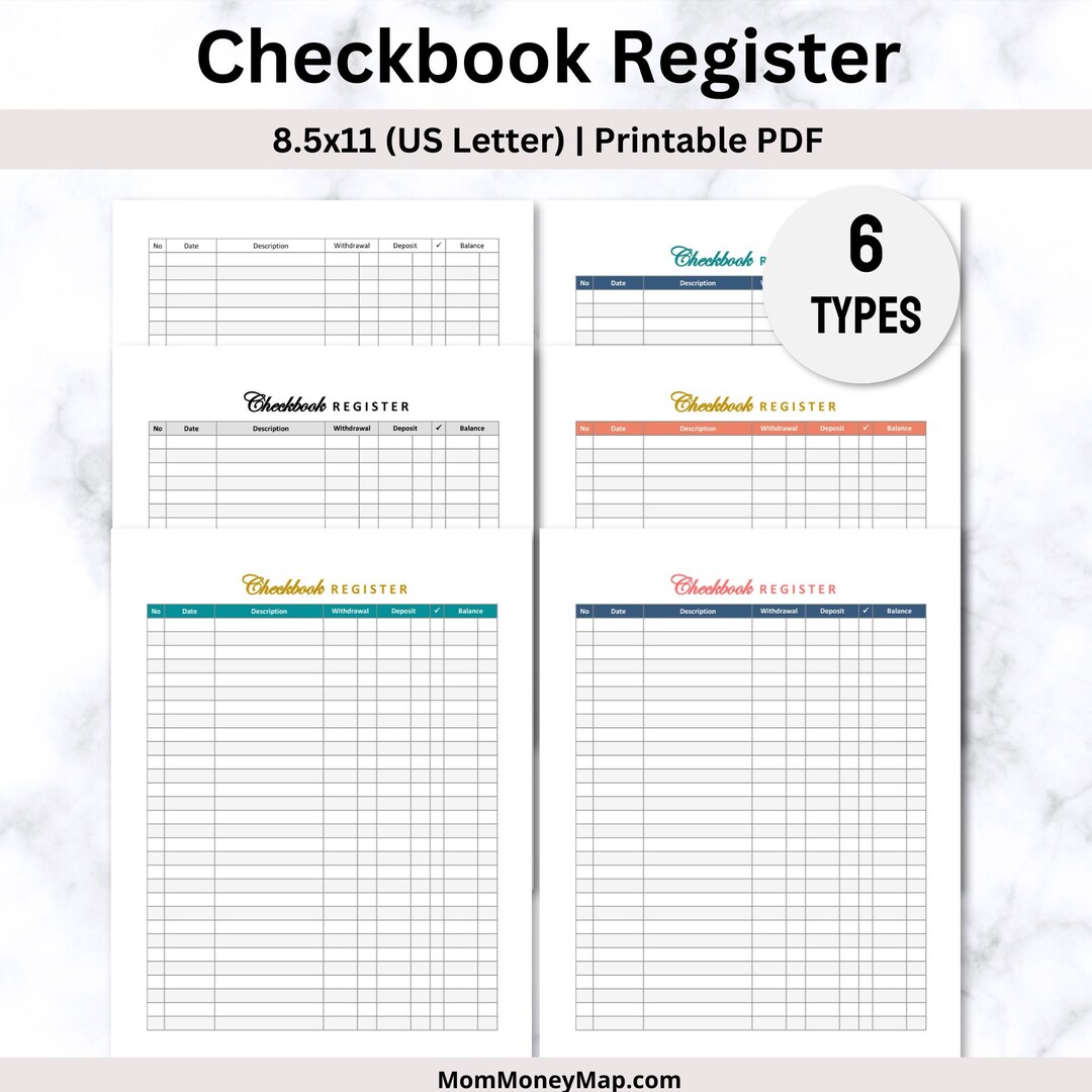 Check Register Printable, Printable Checkbook Register, Checkbook Log ...