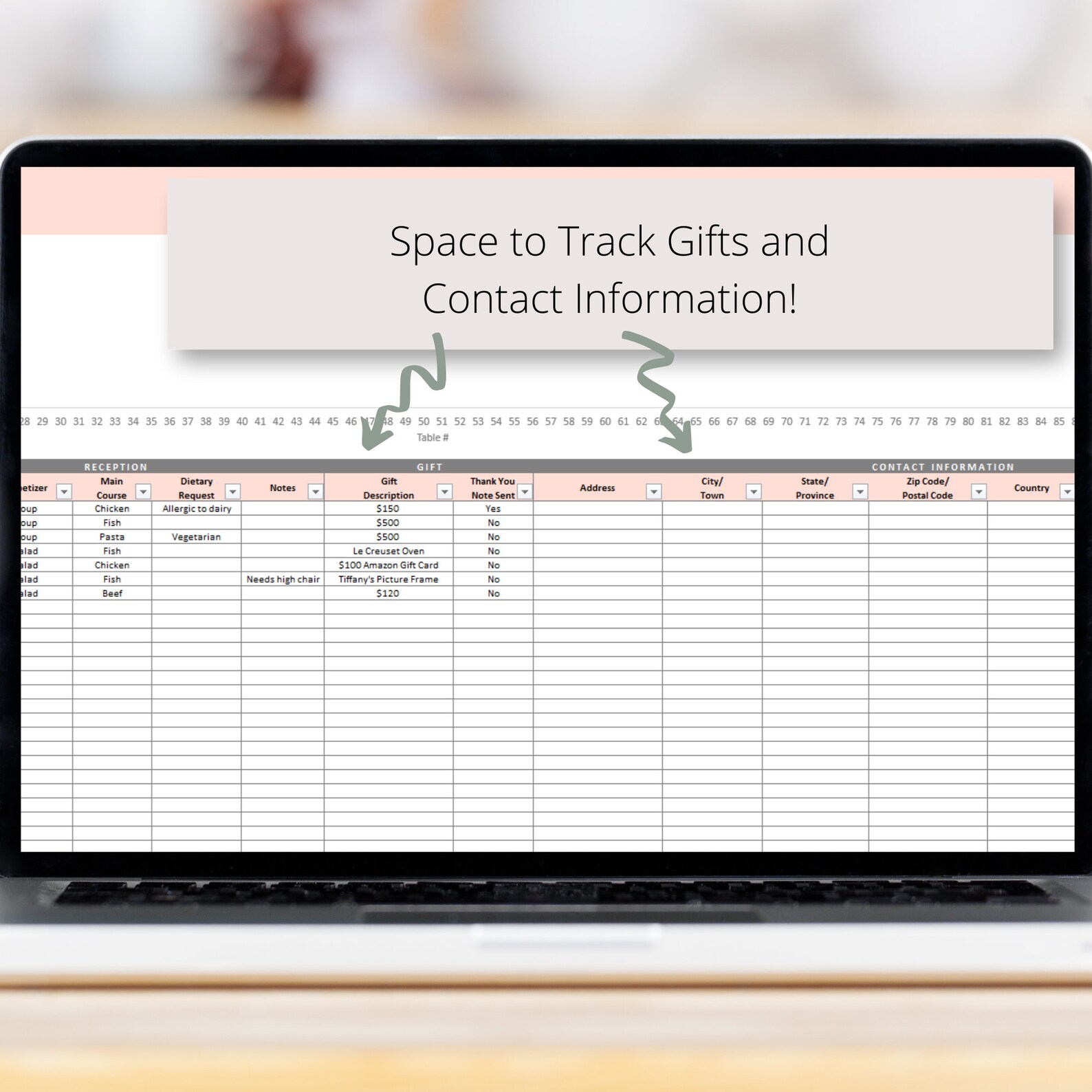 Bridal Shower Guest List Excel Spreadsheet Template, Engagement Party ...