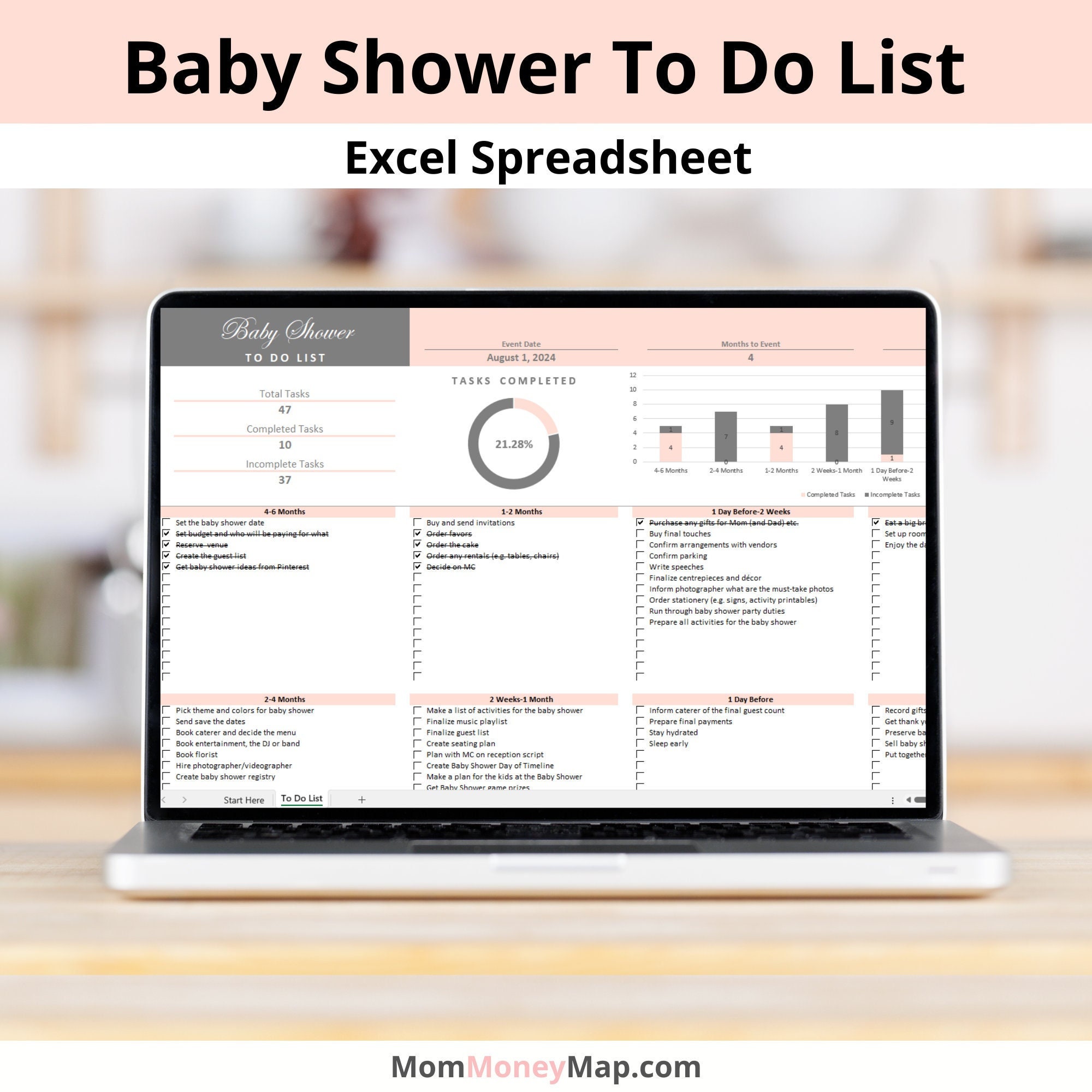 Baby Shower Checklist Template, Shower Planner List, Babyshower Event ...