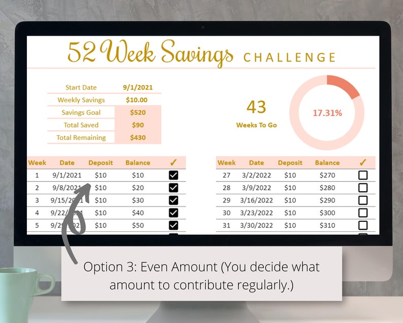 52 Week Savings Challenge Google Sheets Template Stay | Etsy