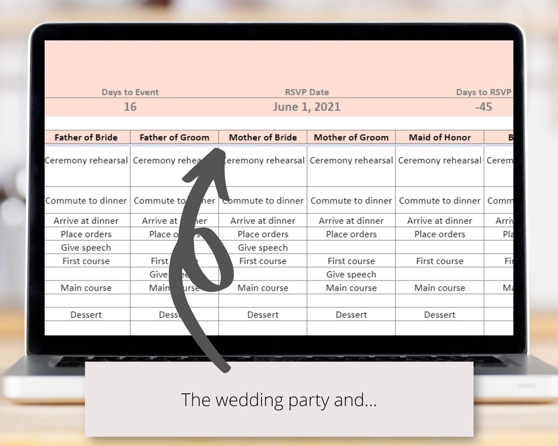 Wedding Event Timeline Excel Spreadsheet Wedding Itinerary - Etsy