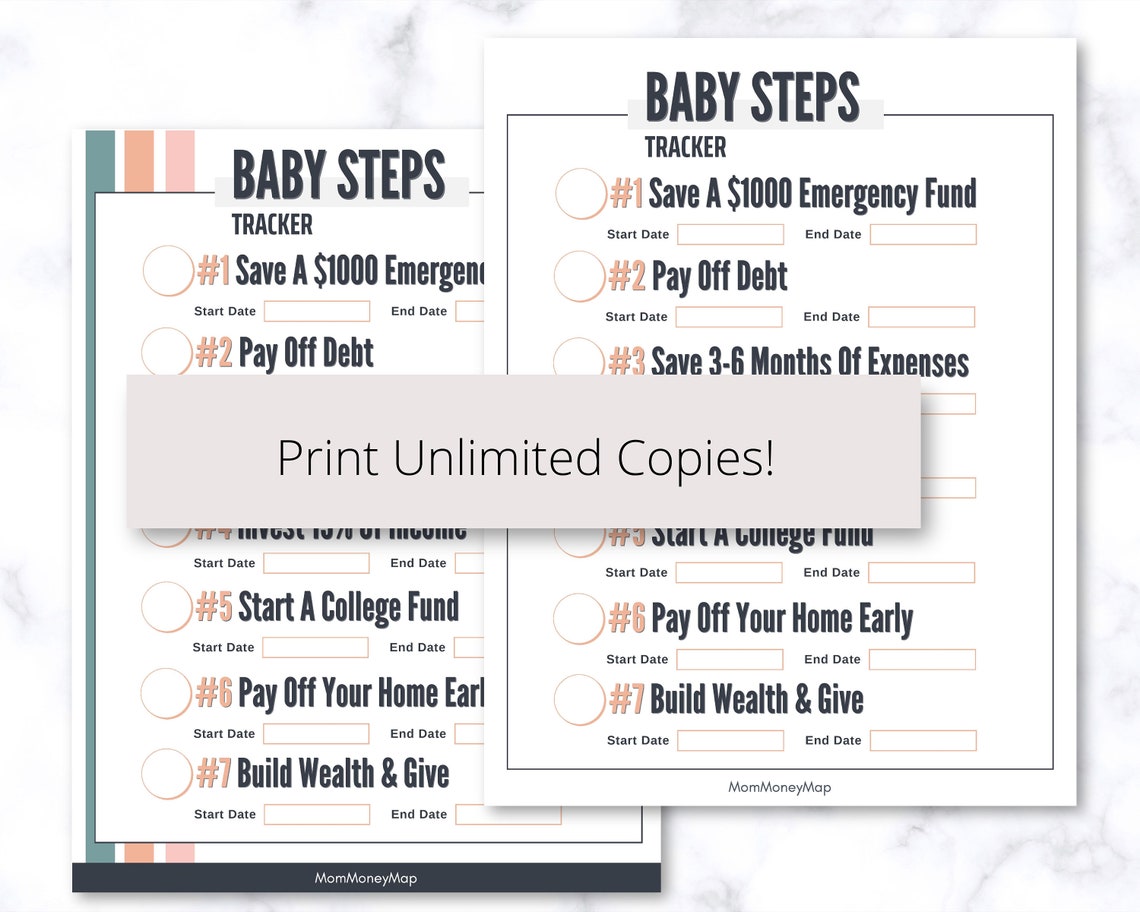 Dave Ramsey Baby Steps Tracker Steps 1-7 Planner Printable PDF - Etsy