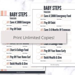 Dave Ramsey Baby Steps Tracker, Steps 1-7 Planner Printable PDF Digital ...