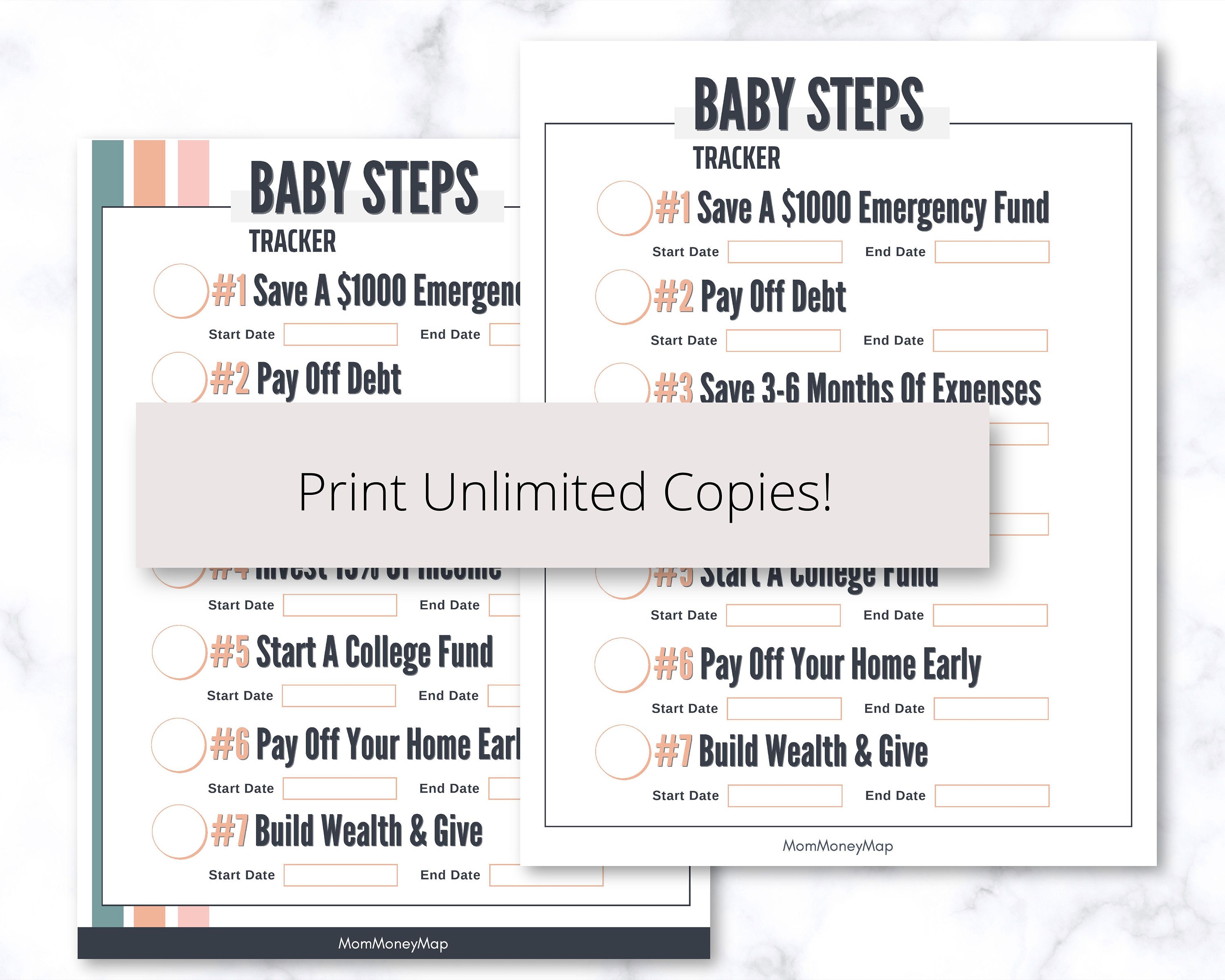 Dave Ramsey Baby Steps Tracker, Steps 1-7 Planner Printable PDF Digital ...