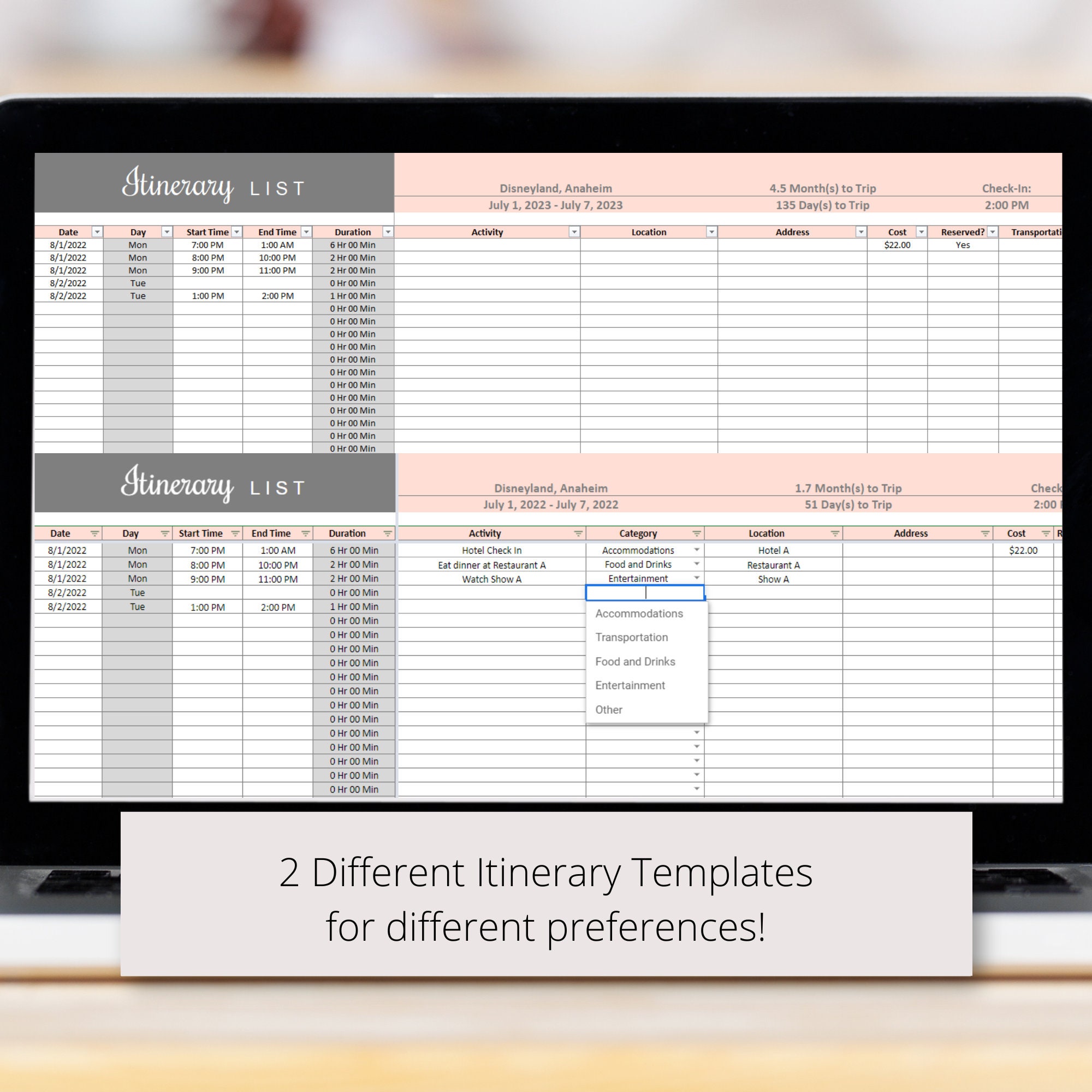 Vacation Planner Template for a Family Trip or Road Trip With a ...