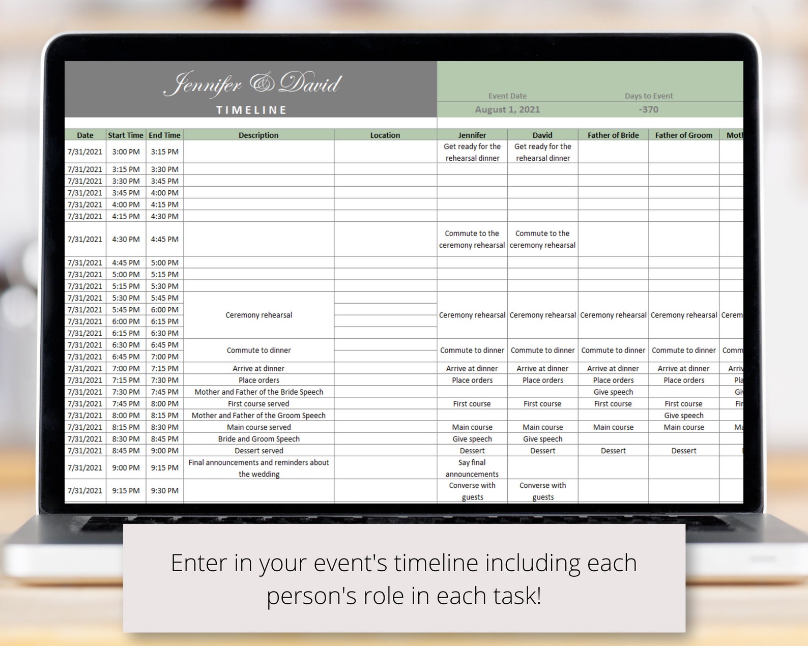 Wedding Planner Excel Spreadsheet Template, Useful Engagement Gift Idea ...