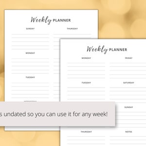 Weekly Planner Portrait Printable, Blank Undated Weekly Planner Pages ...