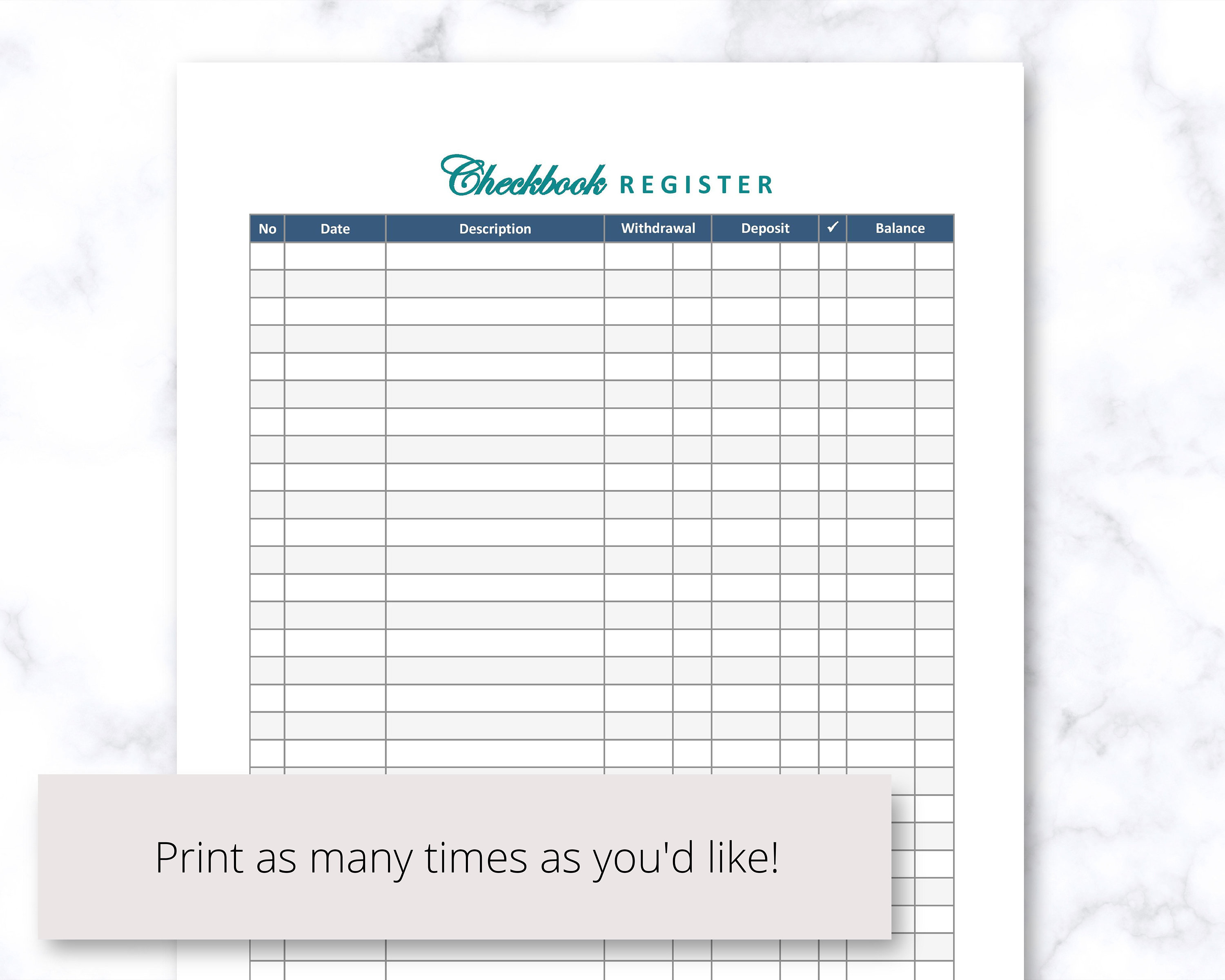 Check Register Printable, Printable Checkbook Register, Checkbook Log ...