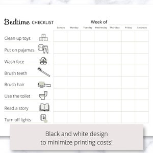 Kids Bedtime Routine Chart Checklist Printable, Evening/nighttime ...