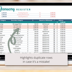 Checkbook Register With Monthly and Annual Summaries Excel Spreadsheet ...