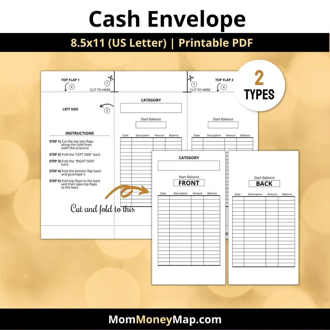 Cash Envelope Printable PDF Template System, Printable Cash Envelope ...