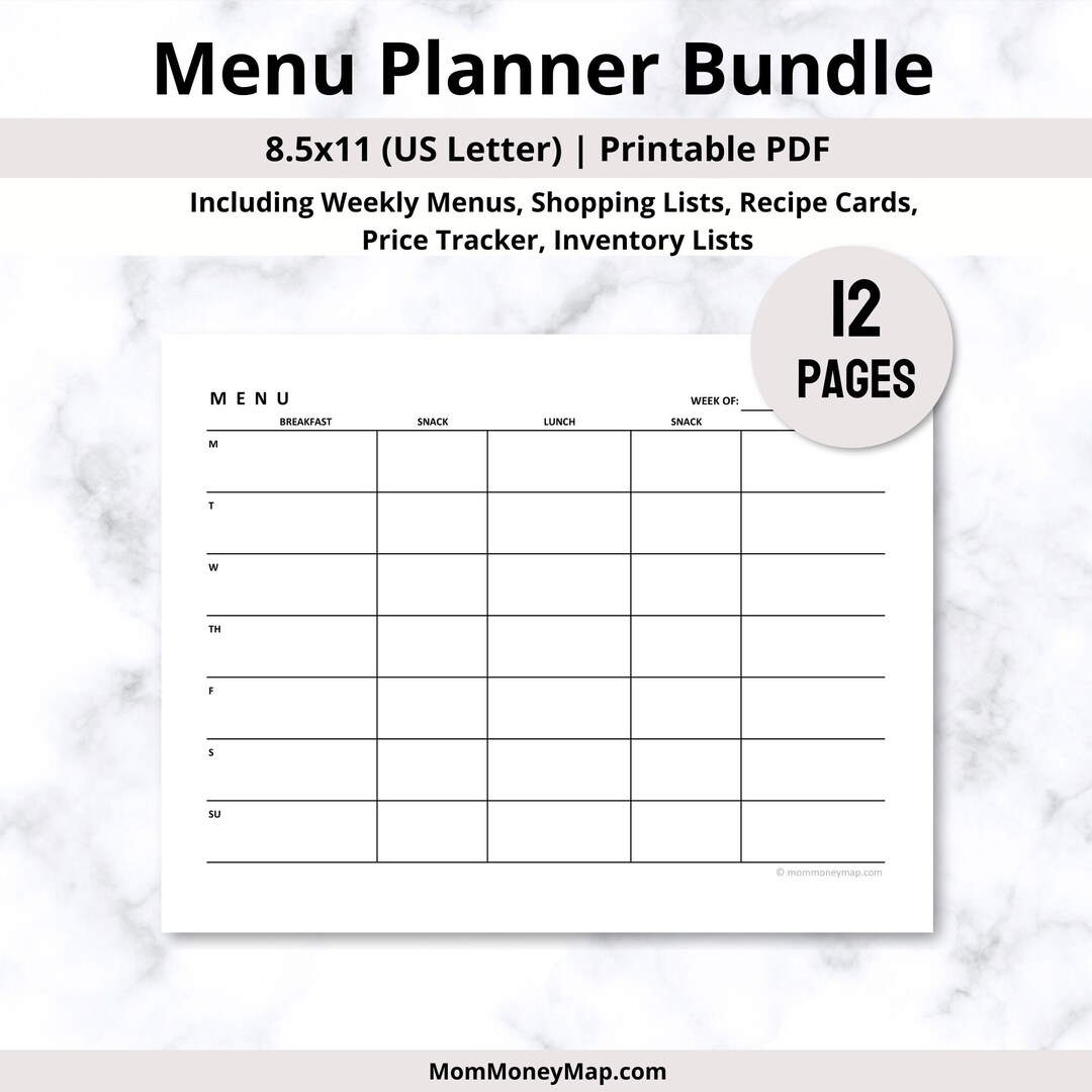 Meal Prep and Inventory Printable, Meal Planning Printable, Meal ...