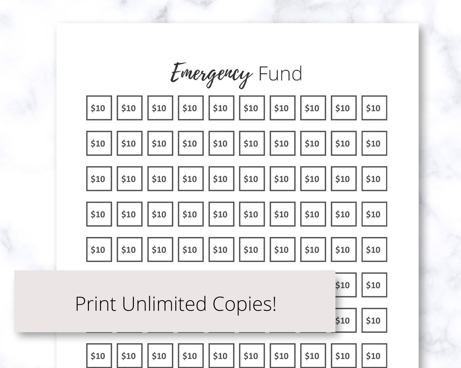 Emergency Fund Tracker Chart Printable PDF, Track Your Savings Progress ...