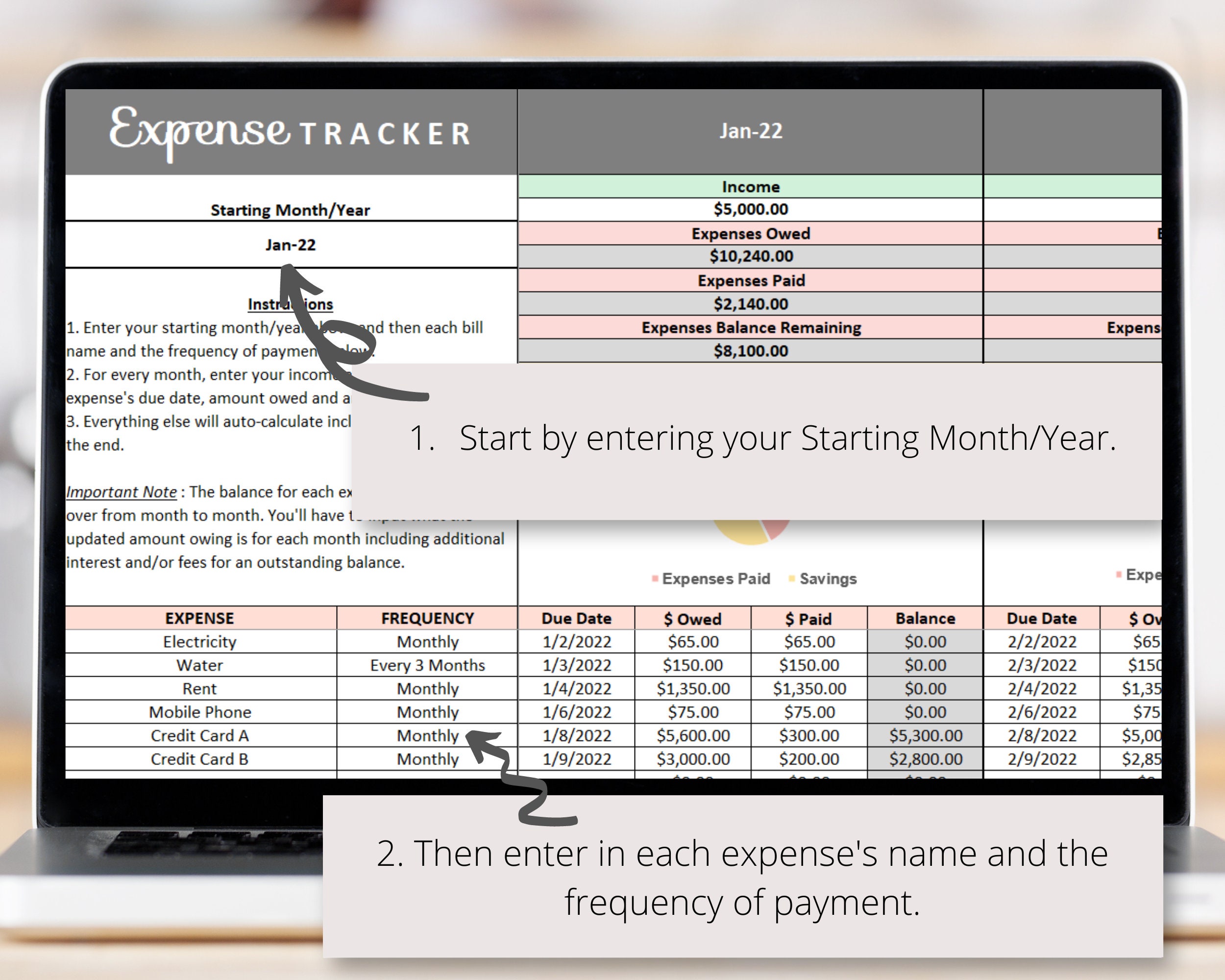 Expense Tracker Excel Spreadsheet Income and Spending - Etsy