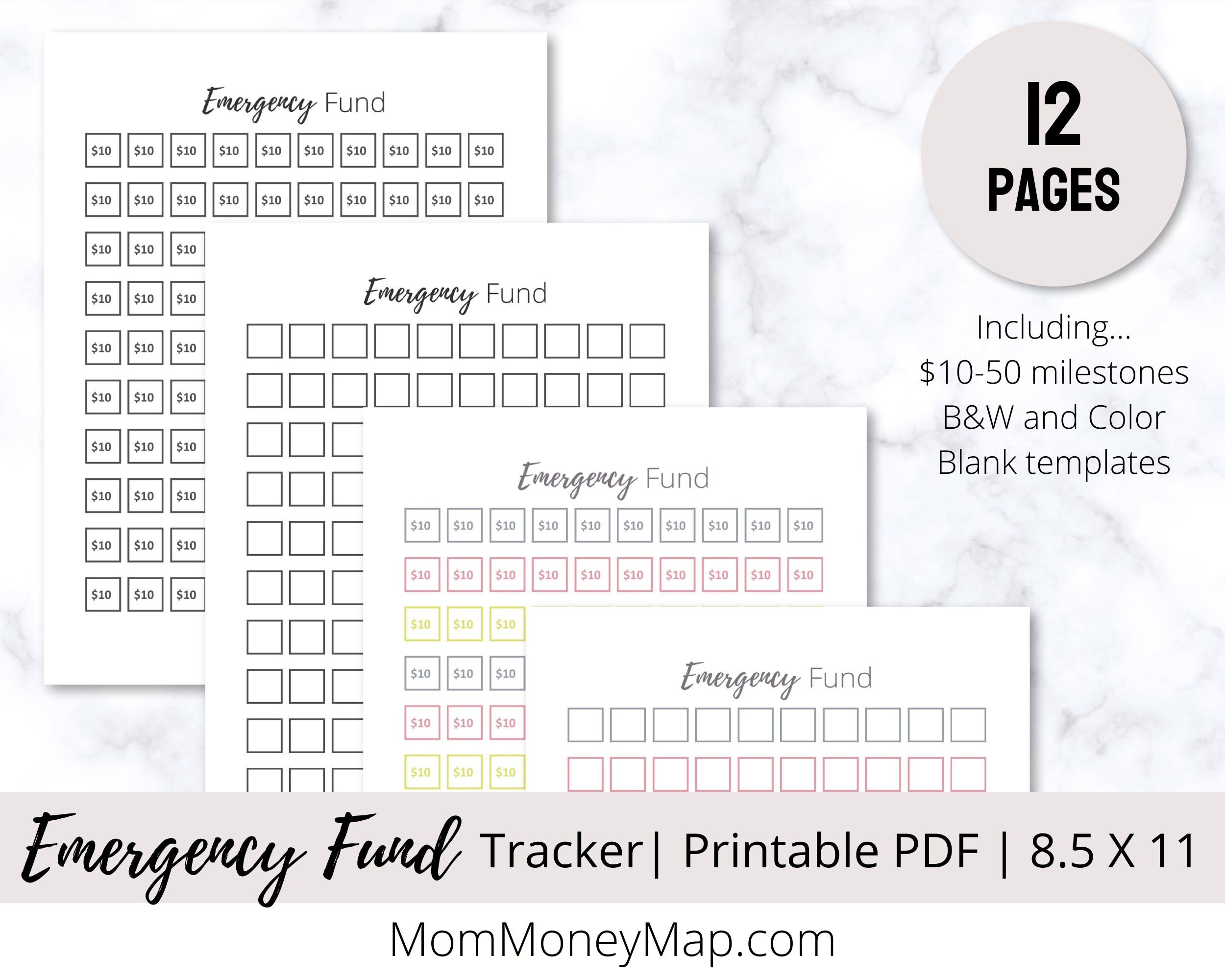 Emergency Fund Tracker Chart Printable PDF Track Your Savings - Etsy Canada