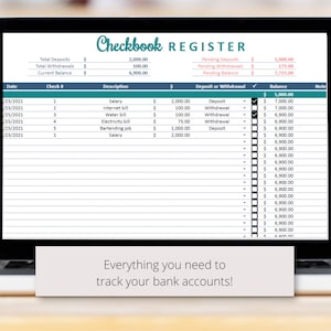 Simple Checkbook Register Google Sheets Spreadsheet, Track Your Bank ...