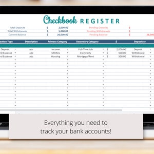 Checkbook Register Google Sheets Spreadsheet | Track Your Bank Accounts ...