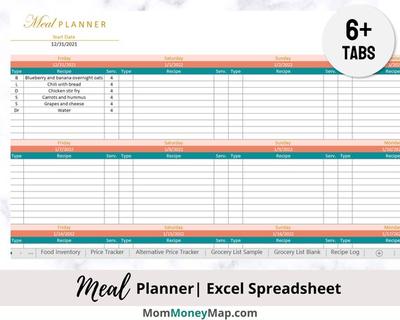 Weekly Menu Planner Template Excel