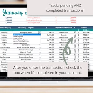 Checkbook Register With Monthly and Annual Summaries Excel Spreadsheet ...