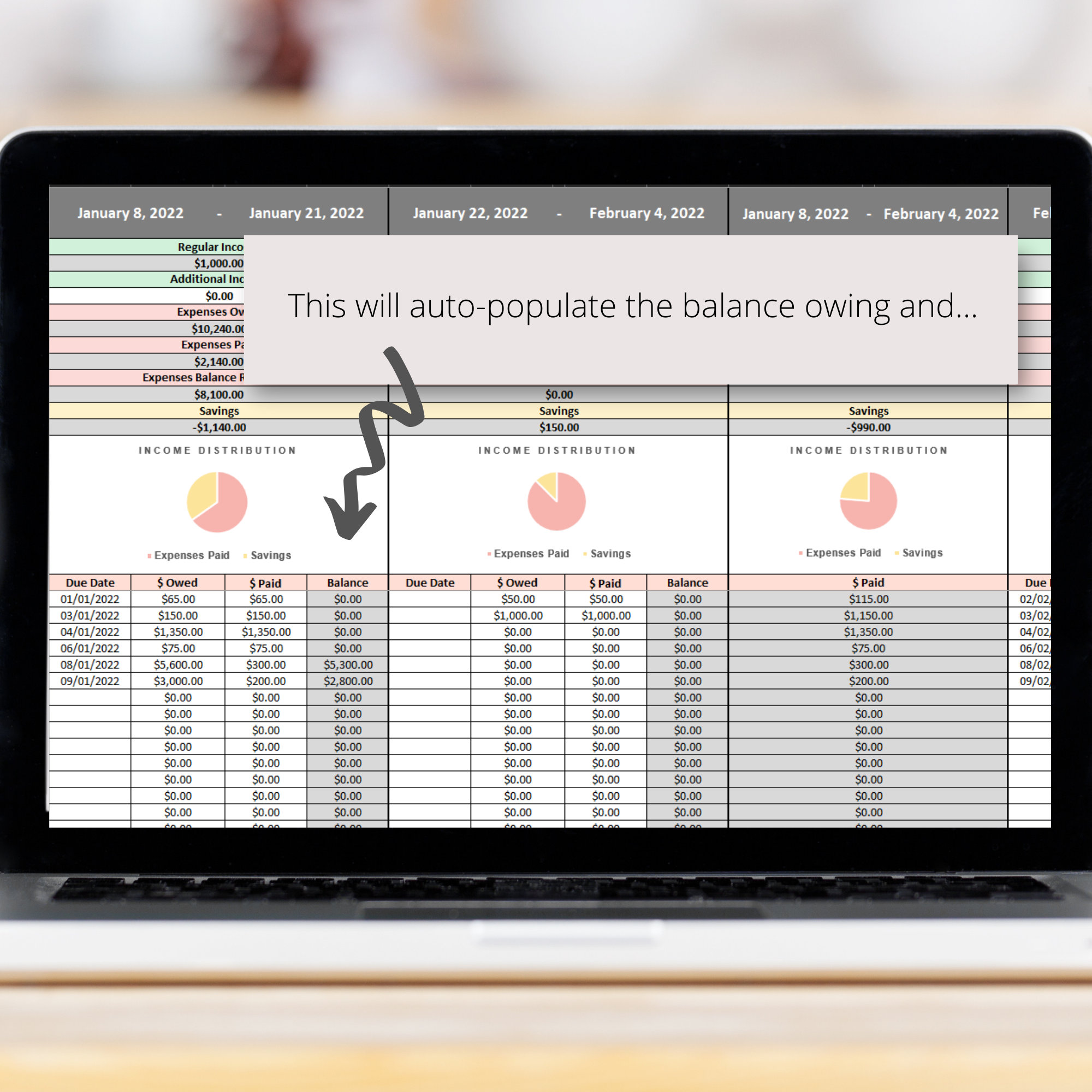 Biweekly Paycheck Planner Excel Spreadsheet, Plan Your Fortnightly Pay ...