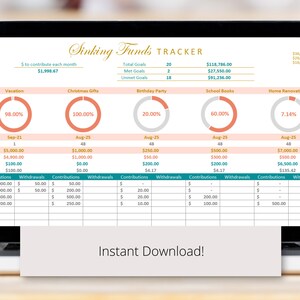 Sinking Funds Excel Tracker Spreadsheet Template | Plan and Track Each ...