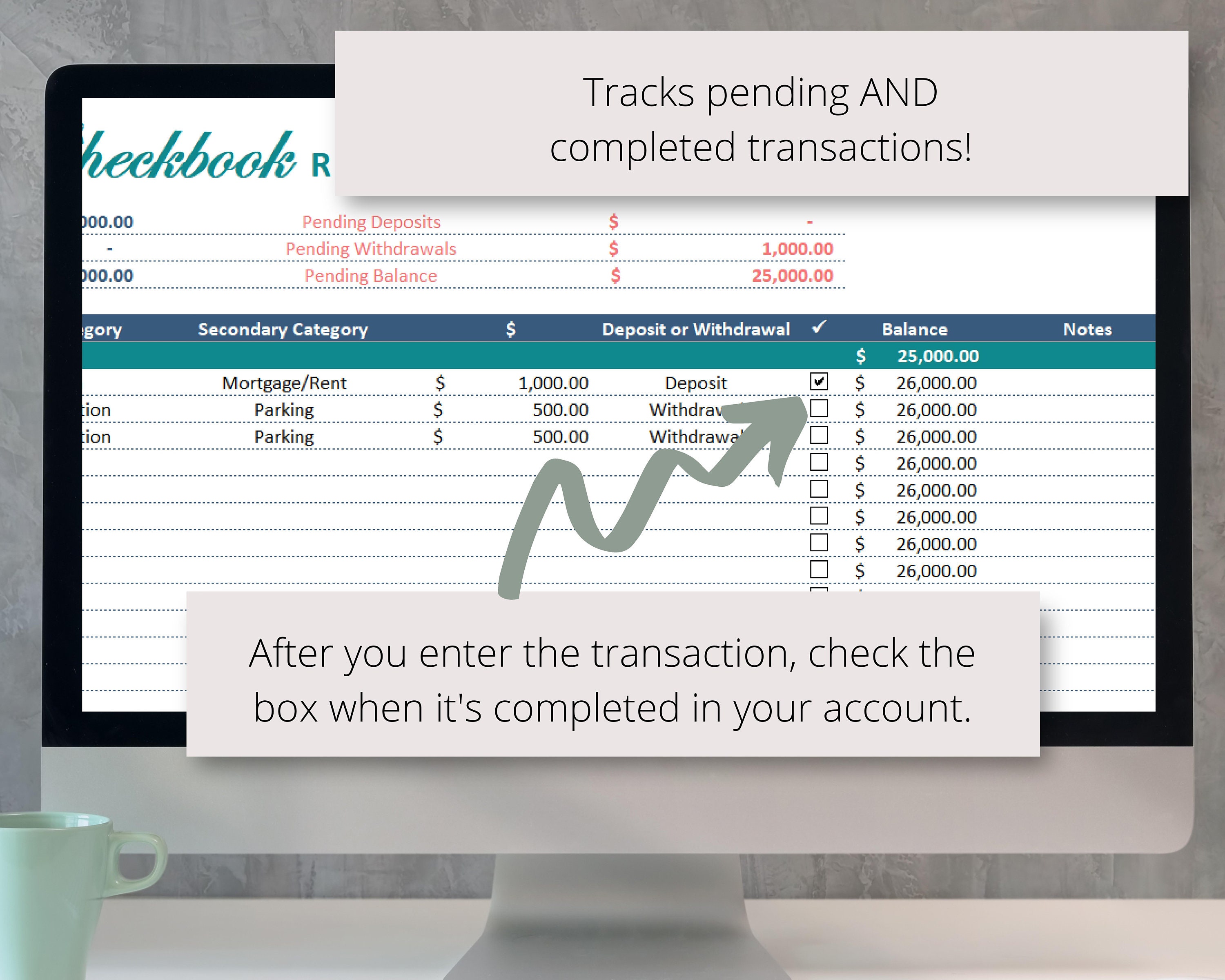Checking and savings account tracker spreadsheet - registrysany
