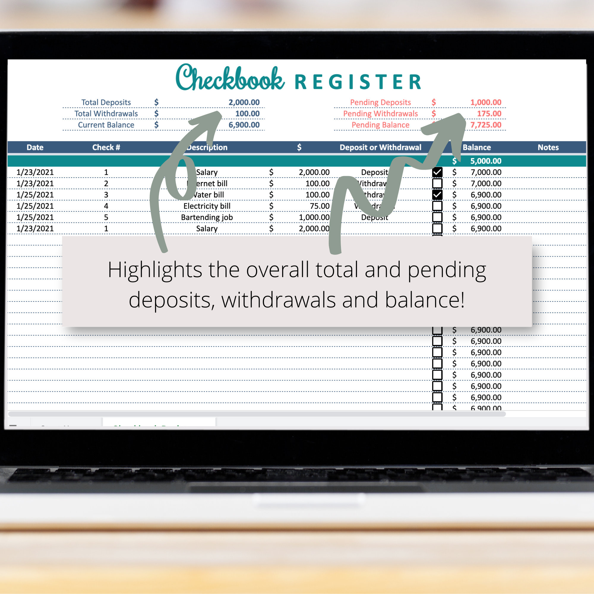 Simple Checkbook Register Google Sheets Spreadsheet, Track Your Bank ...