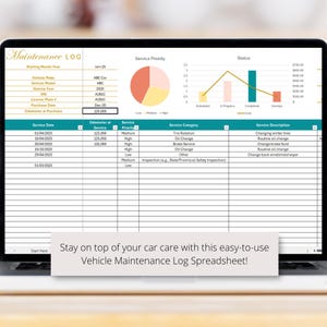 Vehicle Maintenance Log Excel Spreadsheet With Monthly, Category ...