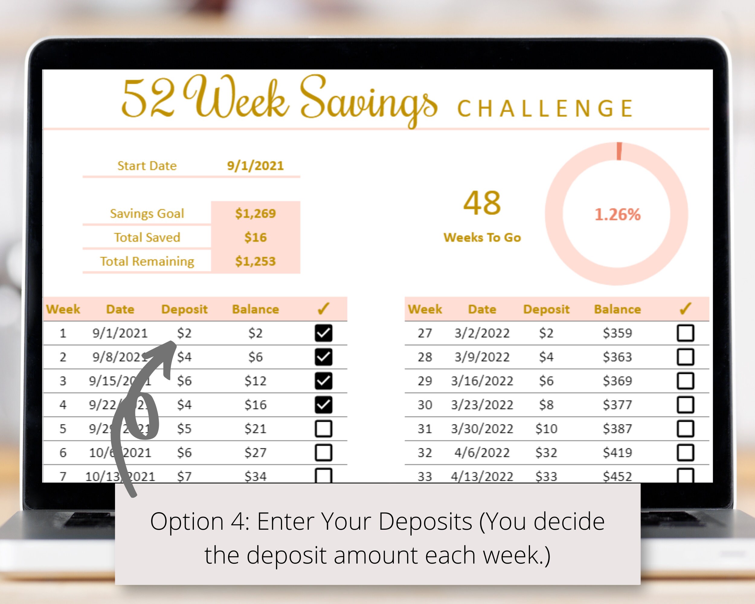 52 Week Savings Challenge Google Sheets Template Stay Motivated to Save ...