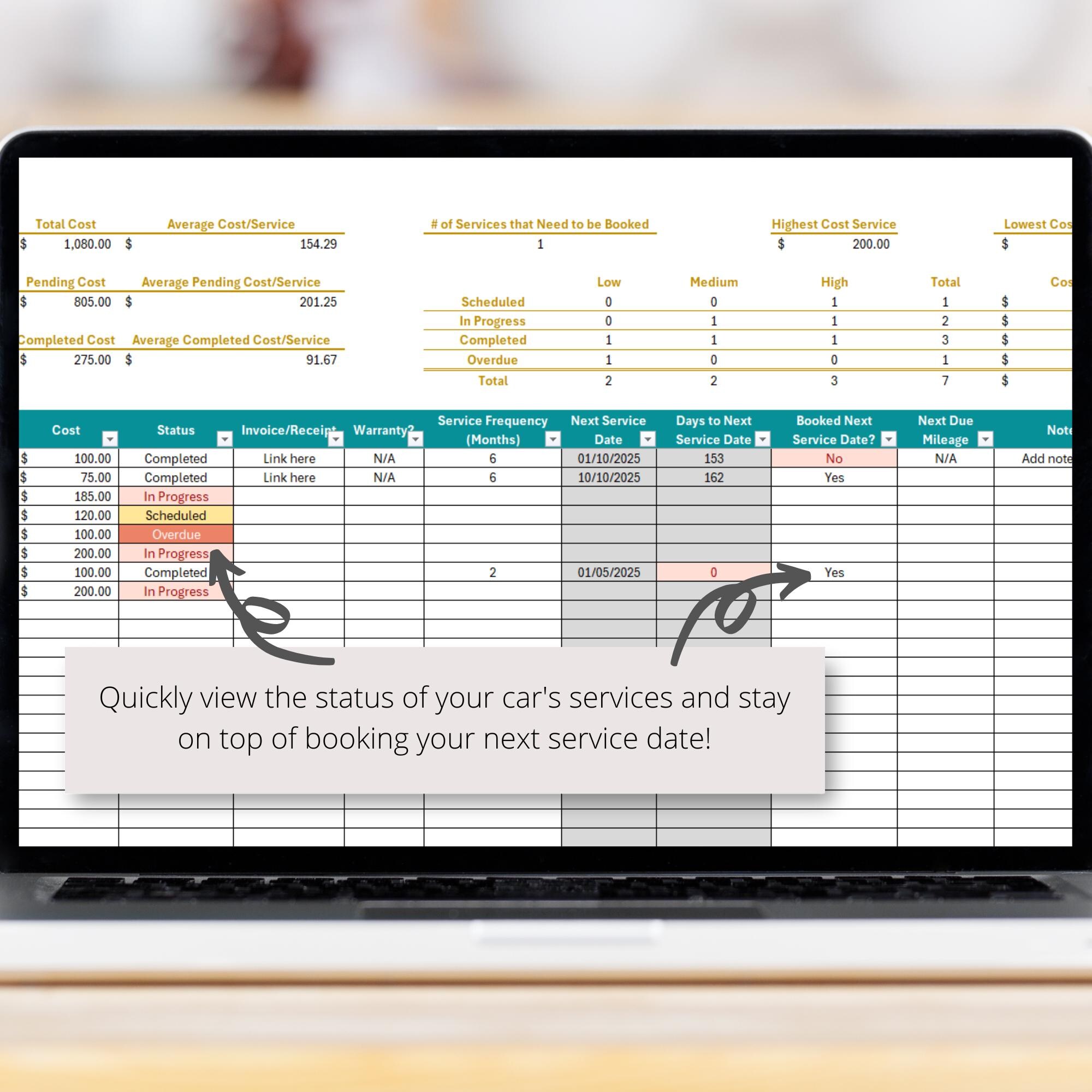 Vehicle Maintenance Log Excel Spreadsheet With Monthly, Category ...