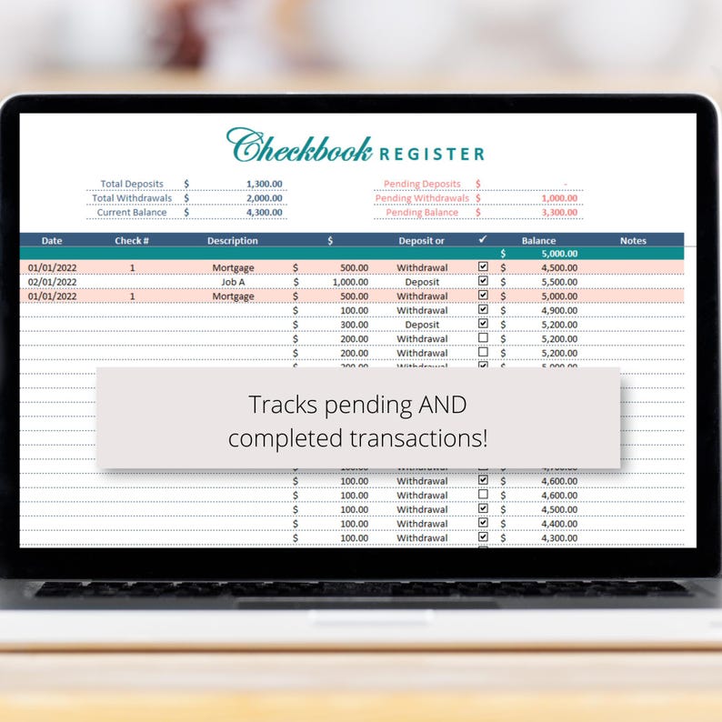 Simple Checkbook Register Excel Spreadsheet, Track Your Bank Accounts ...
