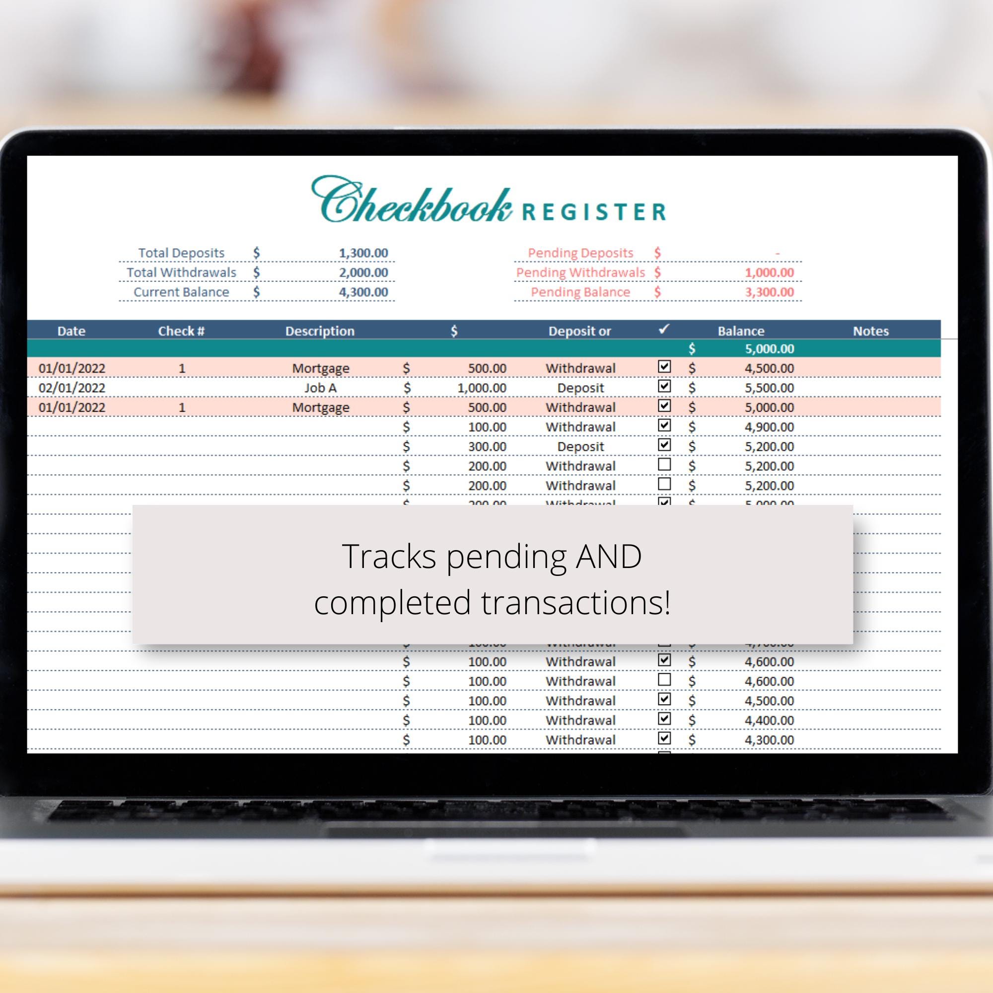 Simple Checkbook Register Excel Spreadsheet, Track Your Bank Accounts ...