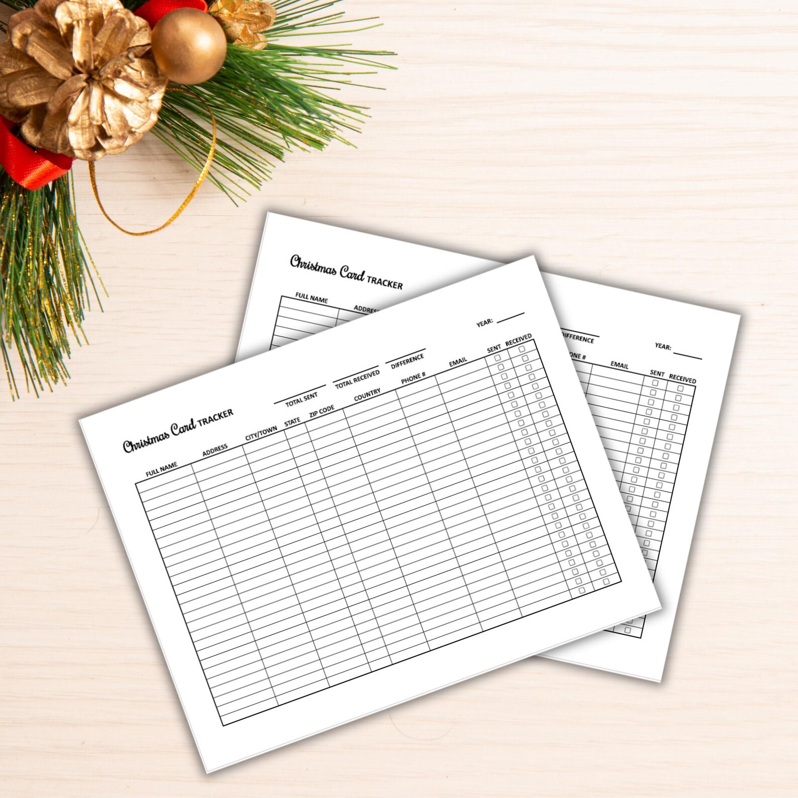 Christmas Card Tracker Printable PDF Template, Holiday Card Tracker ...