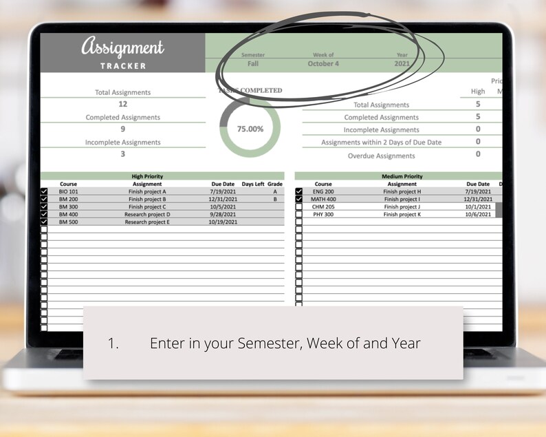 Assignment Planner Template Google Sheets Spreadsheet Student - Etsy