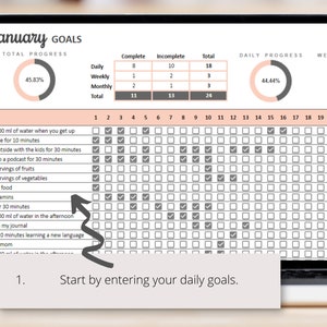 Goal Planner Google Sheets Spreadsheet, Digital Goal Tracker (daily ...