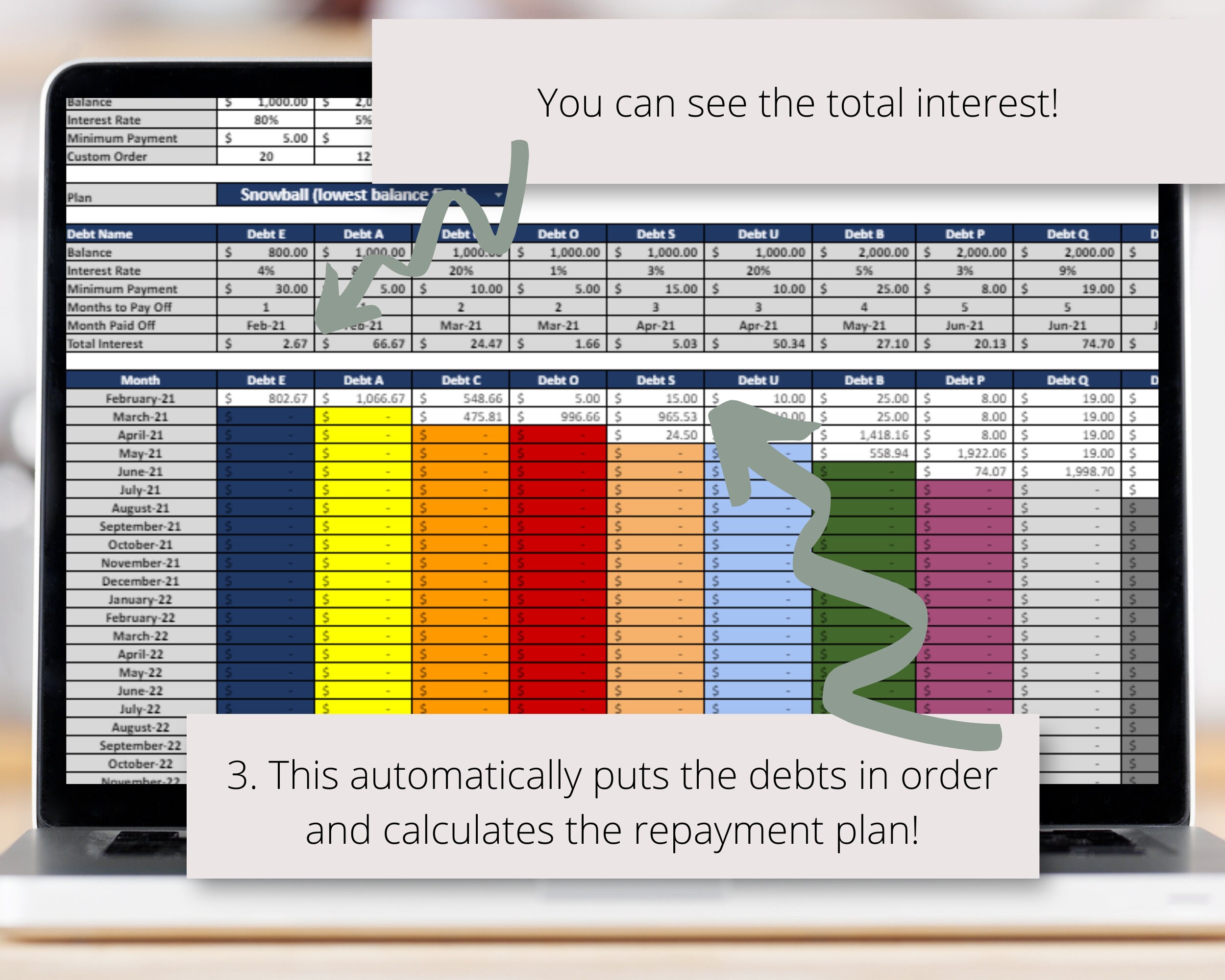 Debt Free Organizer Google Sheets Spreadsheet Template, Debt Free ...