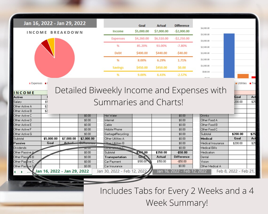Bi-weekly Paycheck Budget Planner Biweekly Pay Budget - Etsy