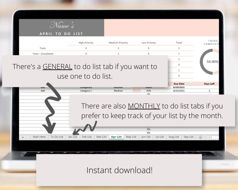 To Do List Excel Spreadsheet Template Track Your Tasks With - Etsy