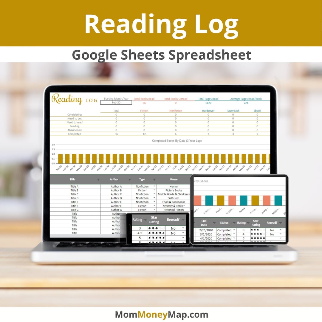 Book Tracker Reading Planner Spreadsheet | Reading Log List Template to ...
