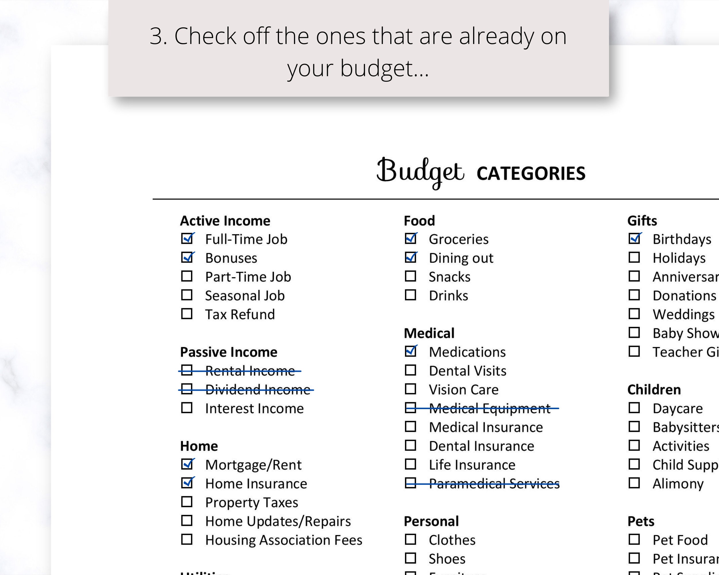 Budget Categories Checklist, Budgeting Categories, Expense/expensing ...