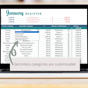 Checkbook Register With Monthly and Annual Summaries Excel Spreadsheet ...