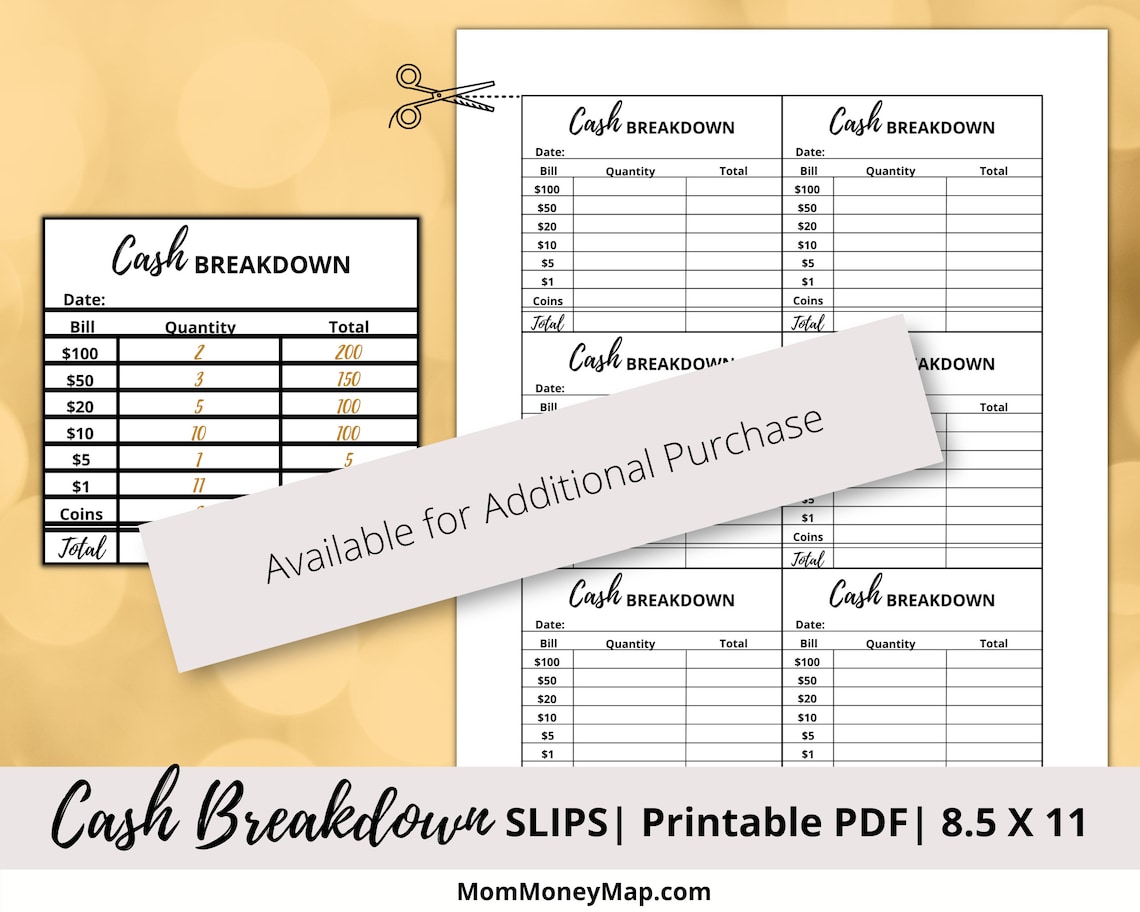 Cash Breakdown Sheet Printable PDF Money Breakdown Form by - Etsy Canada